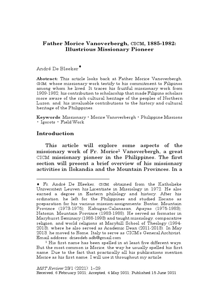 Morice Vanoverbergh: Missionary Legacy | PDF | Song Structure | Prayer