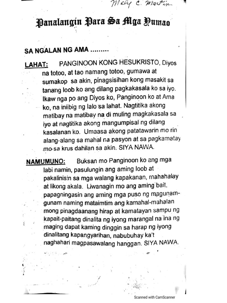 Panalangin-para-sa-mga-Yumao | PDF
