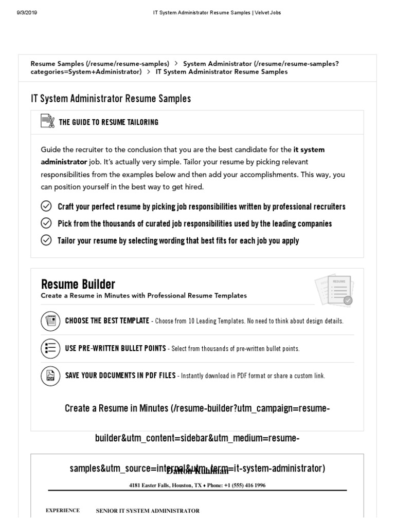 IT System Administrator Resume Sample | PDF | System Administrator | Computer Network