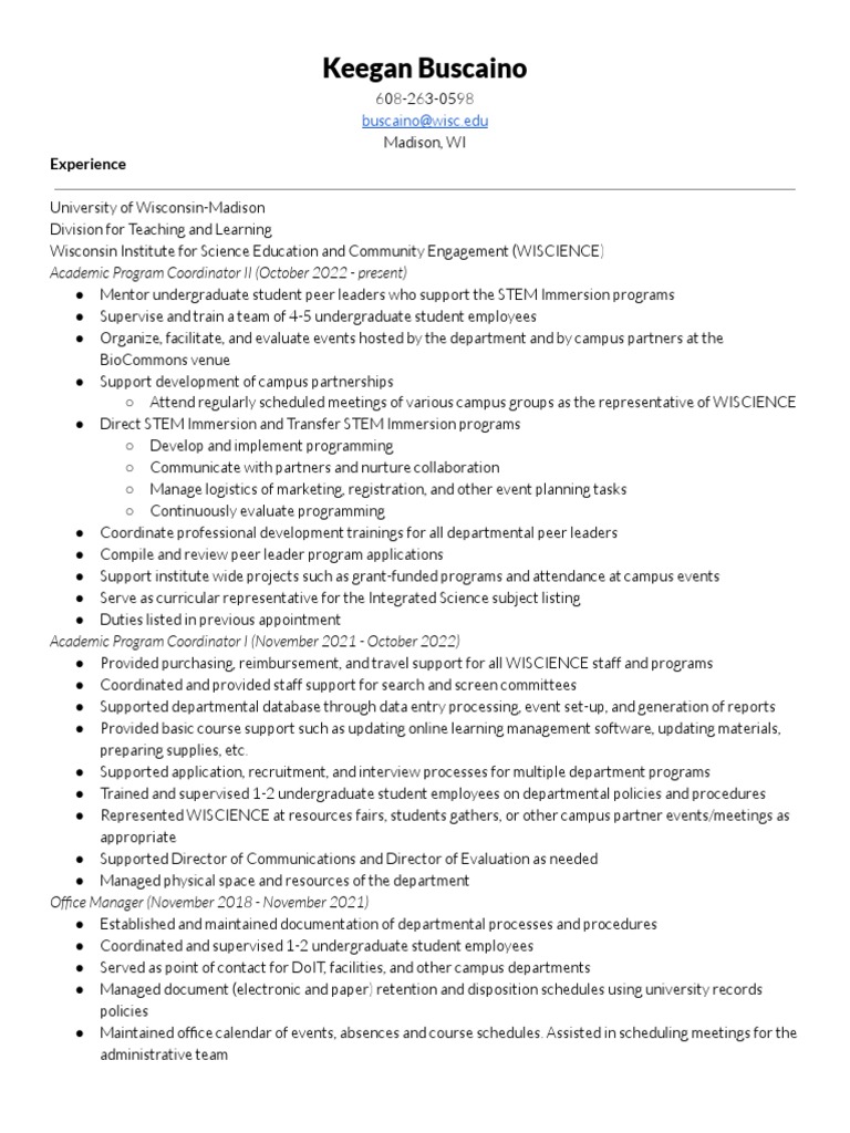 buscaino resume-fall 2022 | PDF | Educational Technology | Science ...