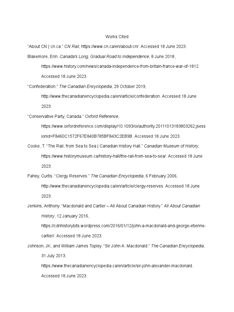 Works Cited Presentation - Ario Safvati | PDF | Canada | Government Of ...