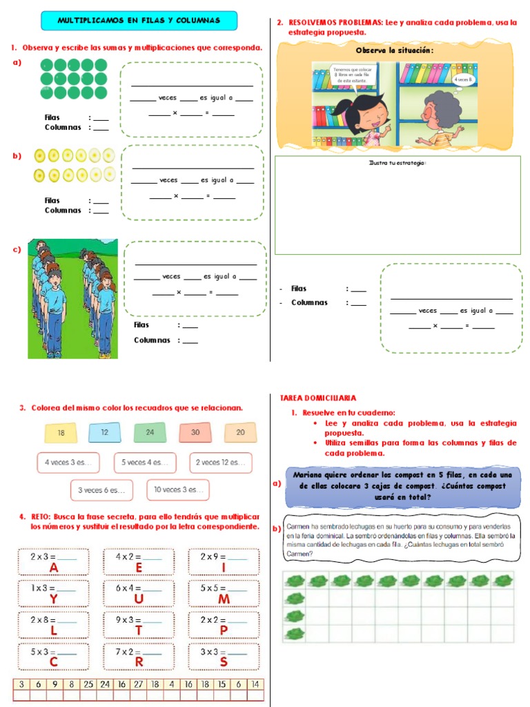Ficha - Matematica - Mult - Filas y Columnas | PDF
