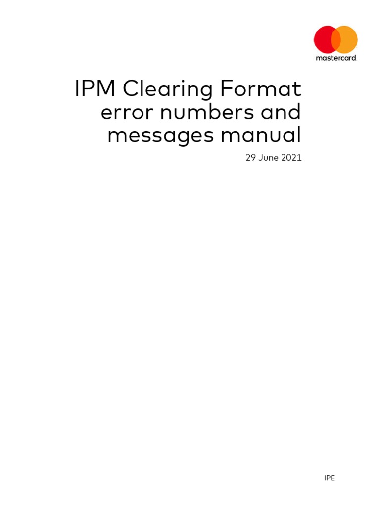 IPM Clearing Format Error Numbers and Messages | PDF | Master Card | Code