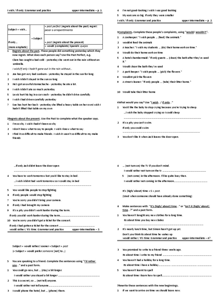 I Wish If Only Id Rather Its Time G P | PDF