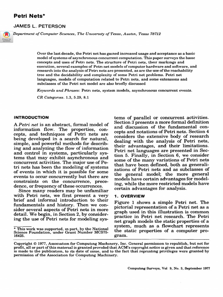Petri Nets - PETERSON 1977 | Download Free PDF | Parallel Computing | System