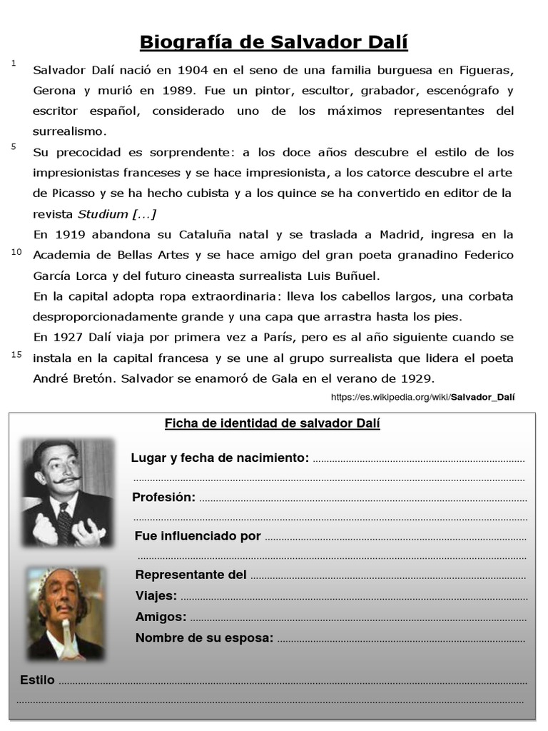 Biografia de Salvador Dali | PDF | Salvador Dalí | Surrealismo