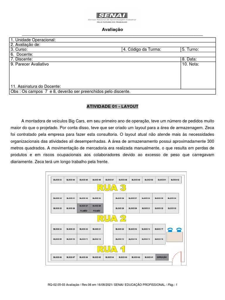 Atividade 01 - Layout | PDF | Desenvolvimento profissional | Armazém
