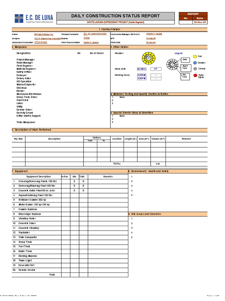 Daily Construction Report Rev2 | PDF | Manufactured Goods | Engineering