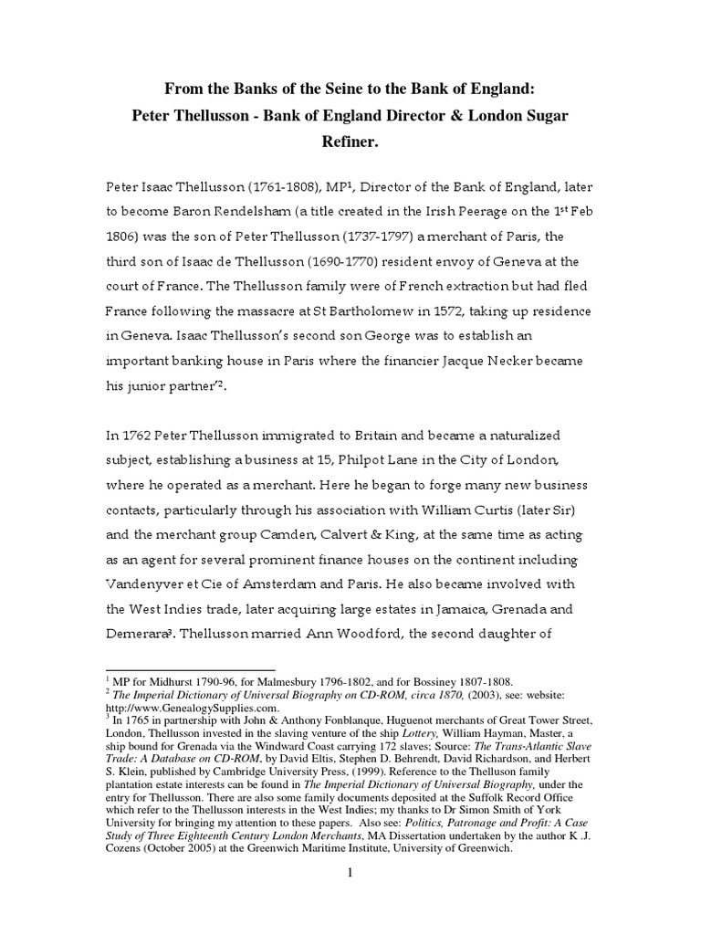 Peter Thellusson Bank of England Directo | PDF | Freemasonry | Economies