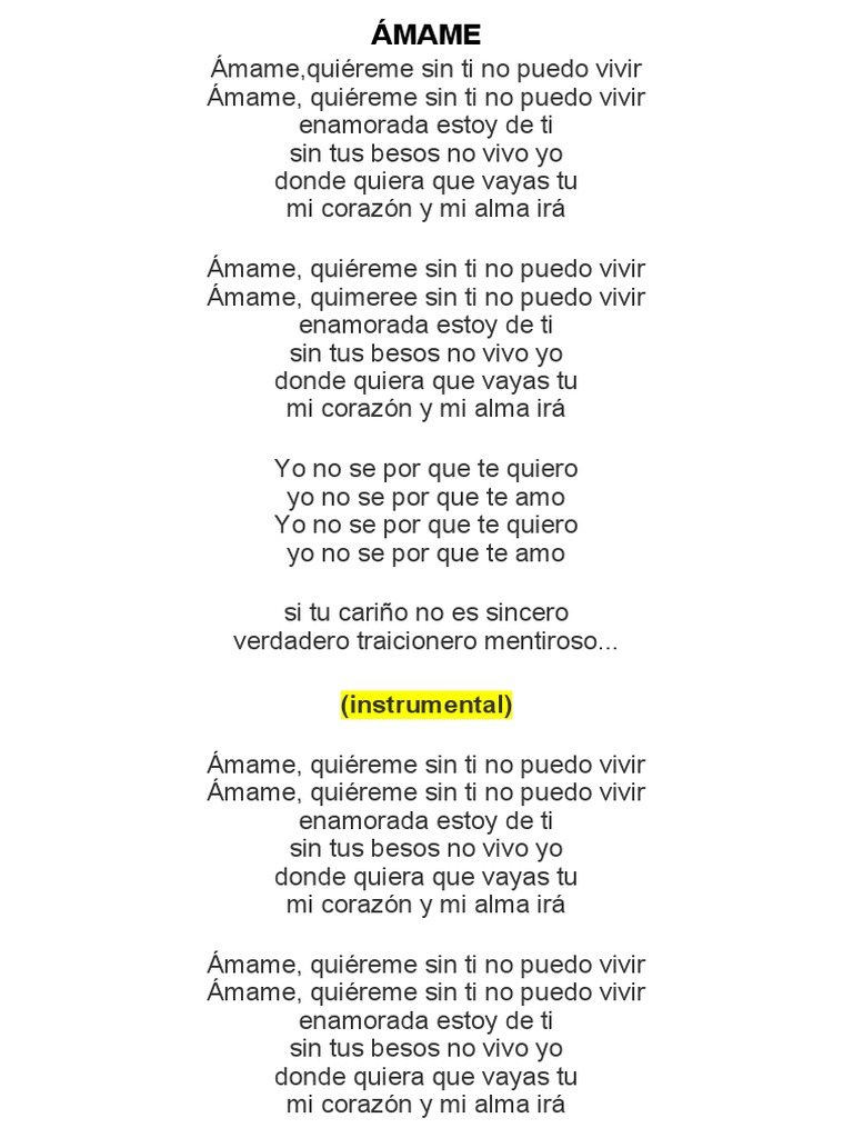 Ámame - Quiereme Amaya Hermanos | PDF