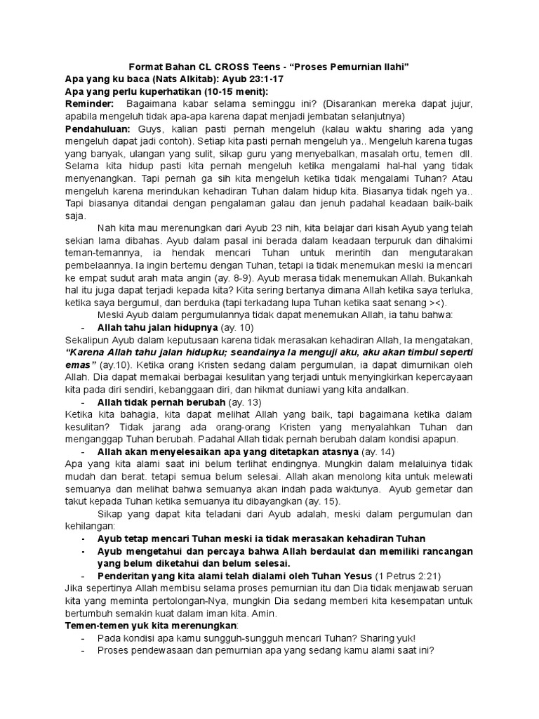 Bahan CROSS Proses Pemurnian Ilahi | PDF