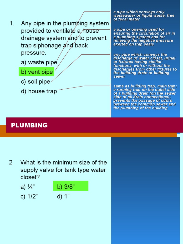 Sample EXAM | PDF | Plumbing | Valve