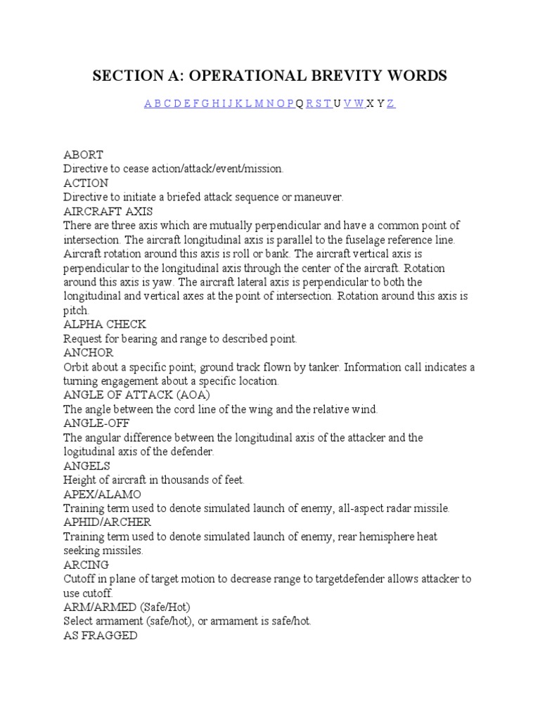 ACP 165 (A) Operational Brevity Code | PDF | Fighter Aircraft | Aerospace