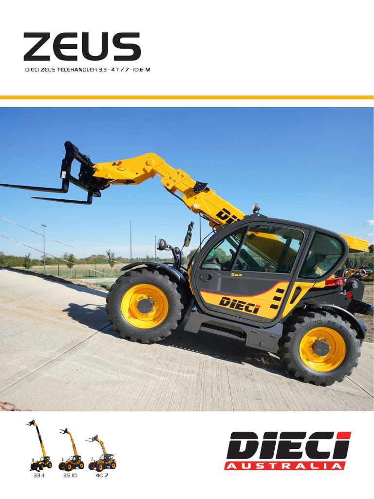 Dieci Zeus Telehandler Specifications | PDF | Steering | Horsepower