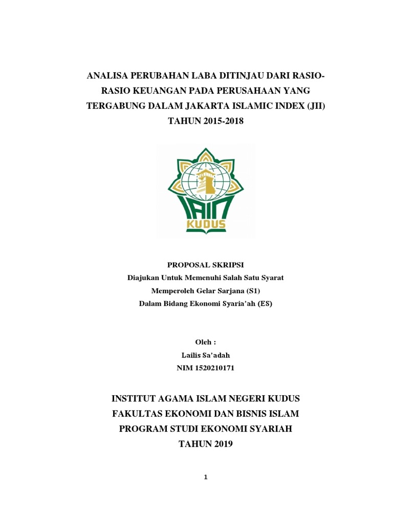 Contoh (Prop) Riset Kuantitatif - Data Sekunder - Analisis Perubahan Laba Diitinjau Dari Ratio ...