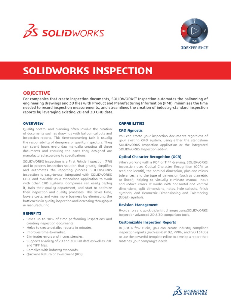 SOLIDWORKS 2019 DataSheet Inspection | PDF | Computer Aided Design ...
