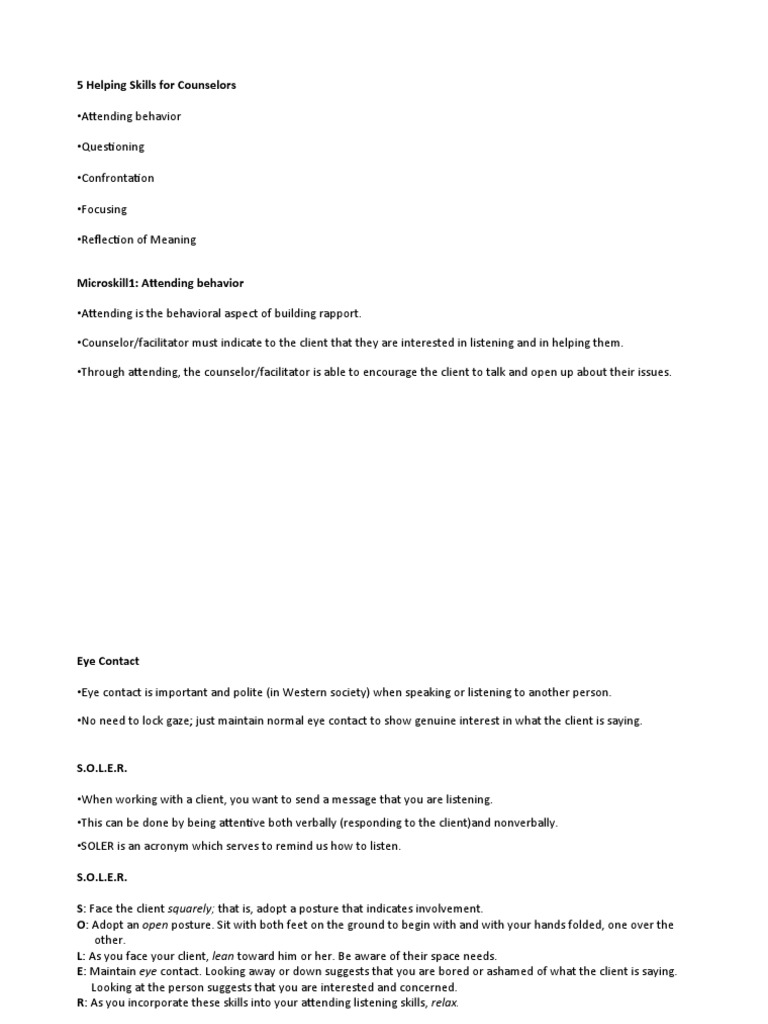 Helping Skills For Counselors | PDF | Nonverbal Communication | Social ...