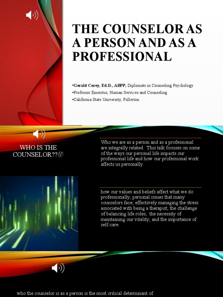 The Counselor As A Person and As A Professional | PDF | Counseling ...