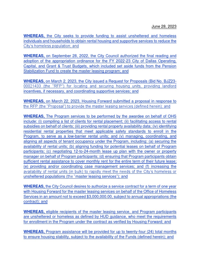 Housing Forward Resolution | Download Free PDF | Lease | Leasehold Estate