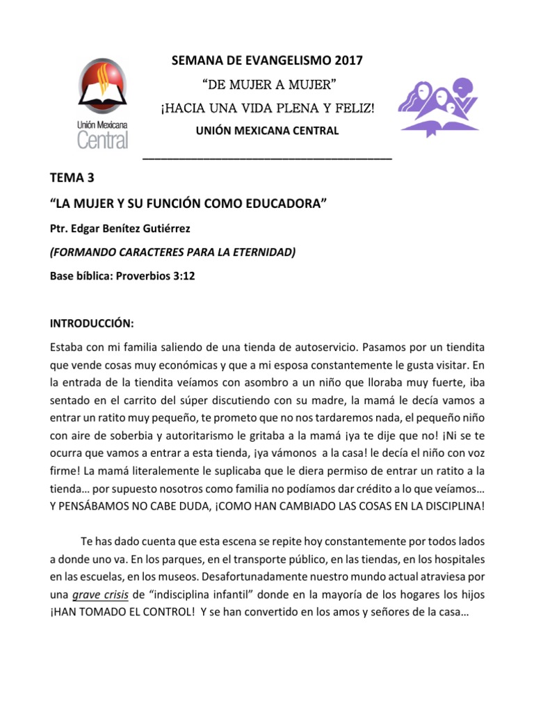 Tema 3 La Mujer Como Educadora | PDF | Amor | Dios