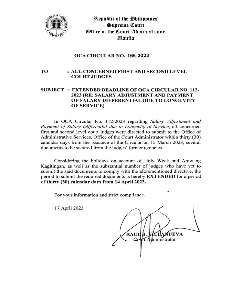 OCA Circular No. 166-2023 | PDF