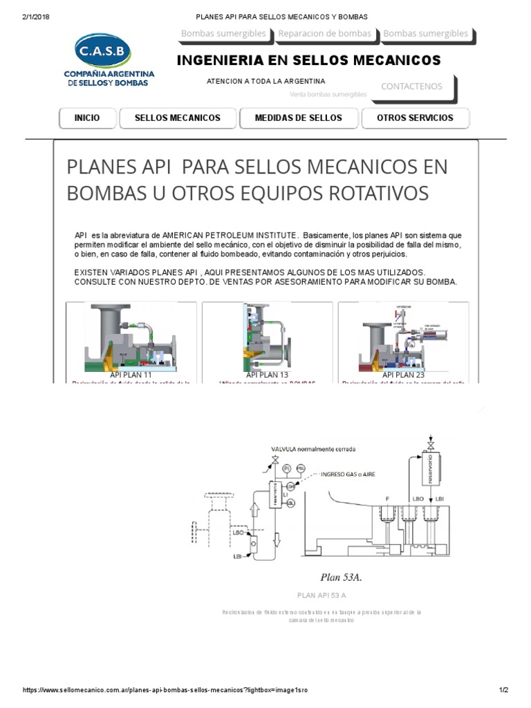 Planes Api para Sellos Mecanicos y Bombas | PDF | Bomba | Ingeniería ...