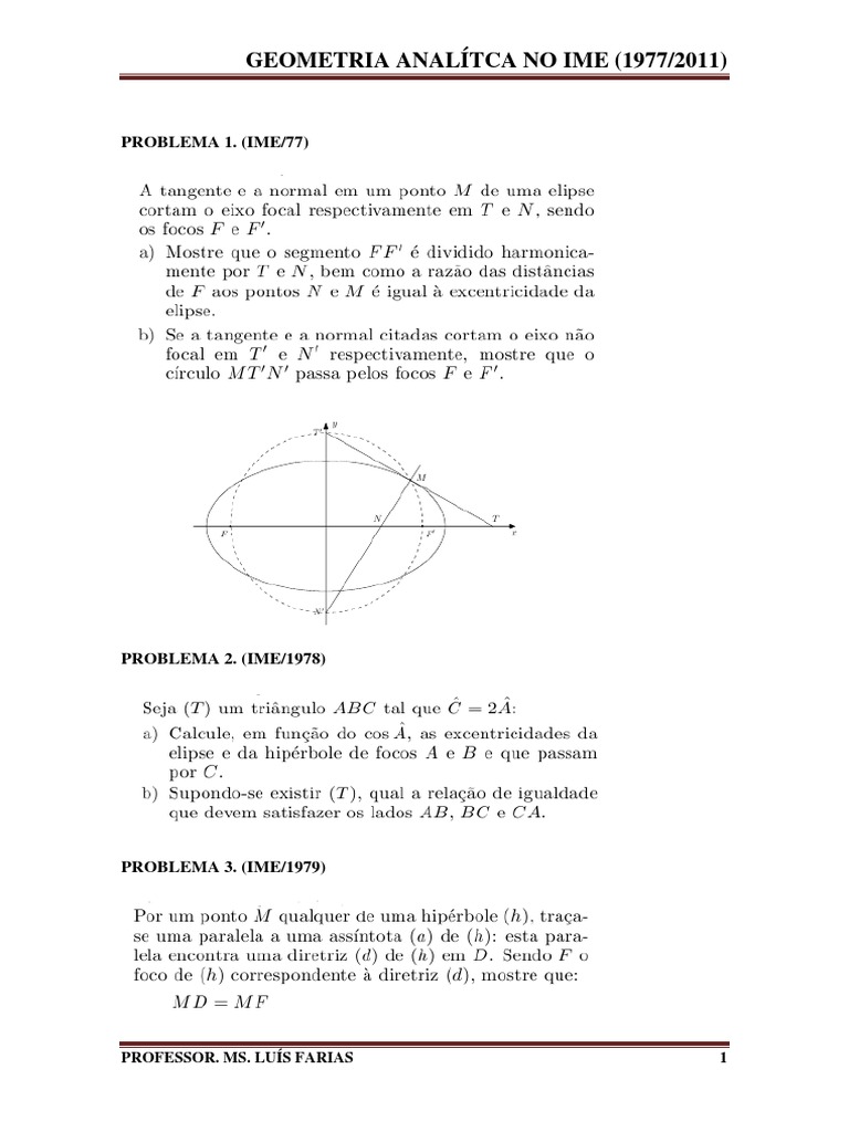 Geometria Anal÷tica No Ime (76-2011) | PDF | Elipse | Linha (Geometria)