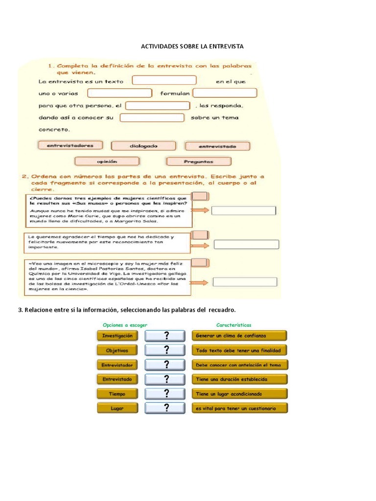 Actividades de Entrevista | PDF