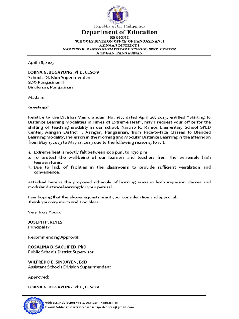 Request-Letter WFH | PDF | Distance Education | Education Theory