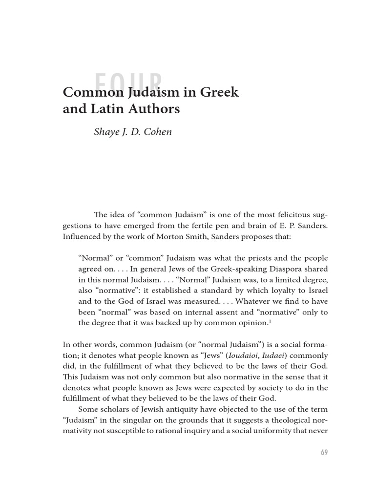 COHEN, Shaye J.D. Common Judaism in Greek and Latin Authors | PDF ...