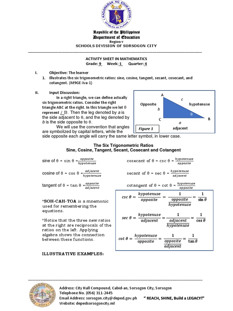 Las Math G9 W1 Q4 | Download Free PDF | Trigonometric Functions | Trigonometry
