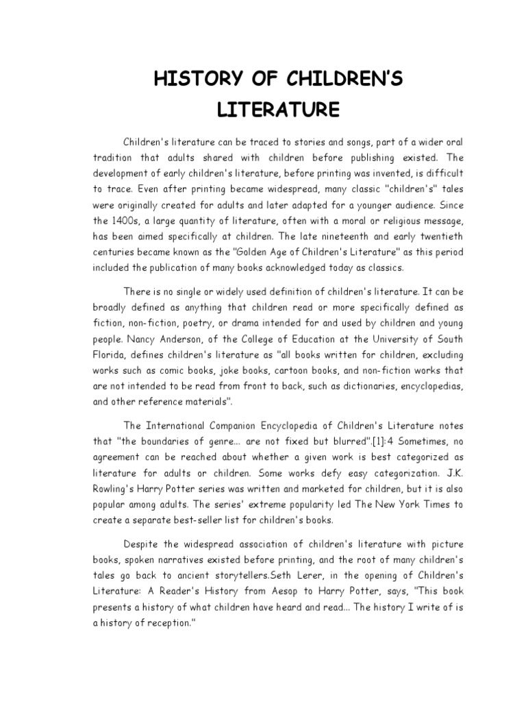2 History of Childrens Literature | PDF | Children's Literature ...