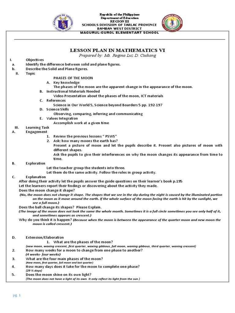 COT - DLP - MATH 3rd Quarter | PDF | Moon | Behavior Modification