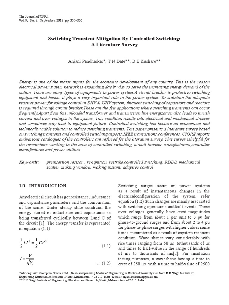 Switching+Transient+Mitigation | PDF | Capacitor | Transformer