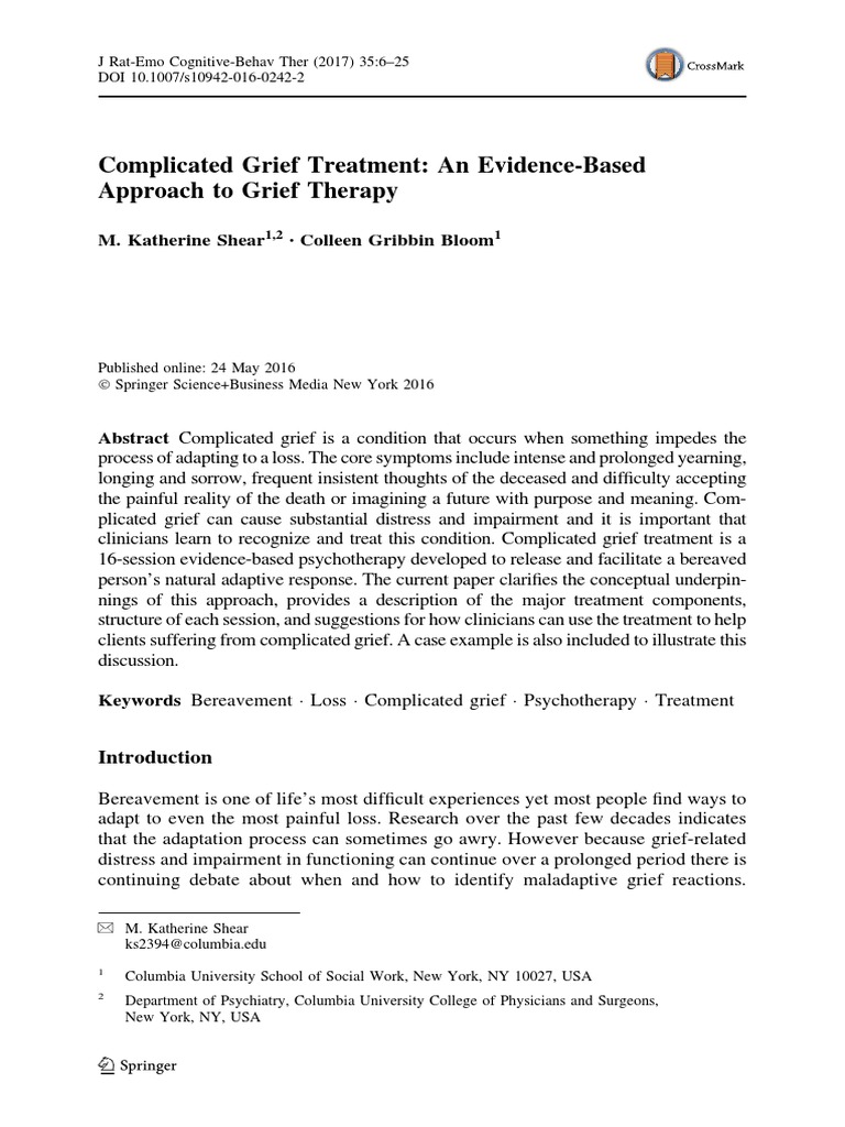 Complicated Grief Treatment: An Evidence-Based Approach To Grief ...