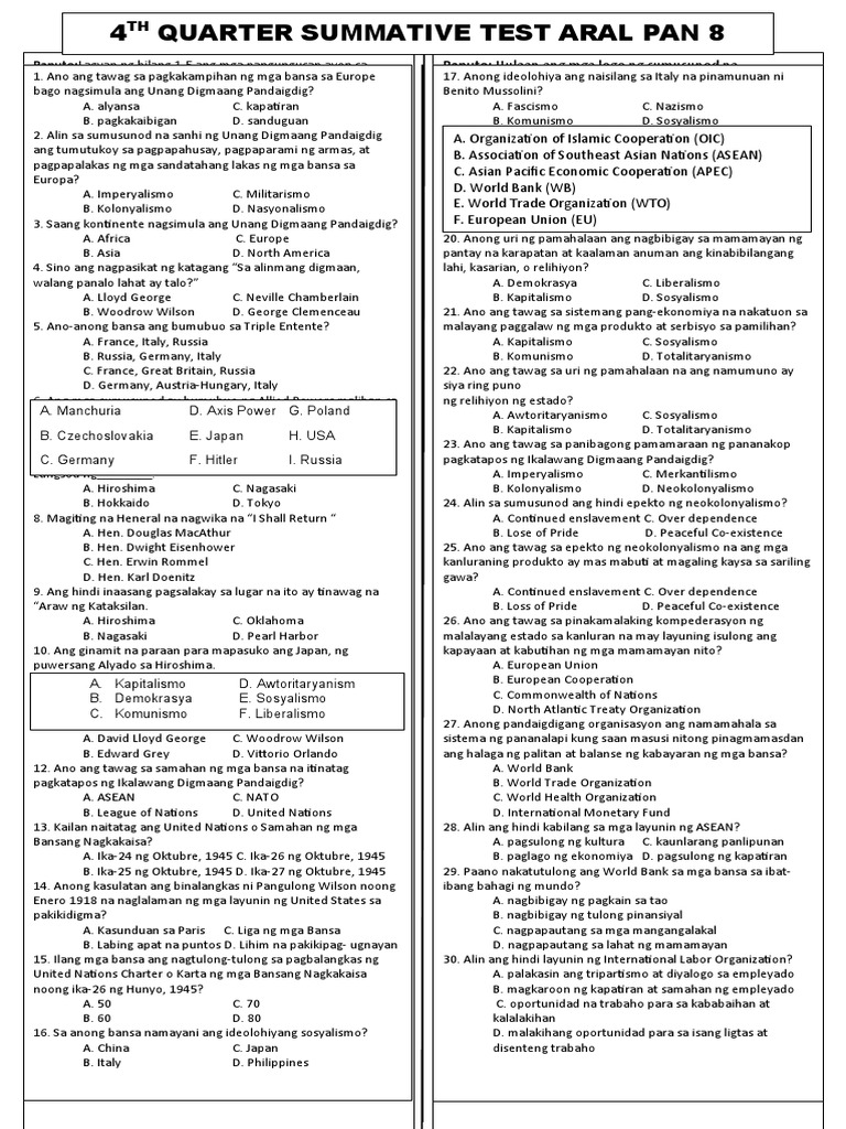 Summative AP 8 | PDF