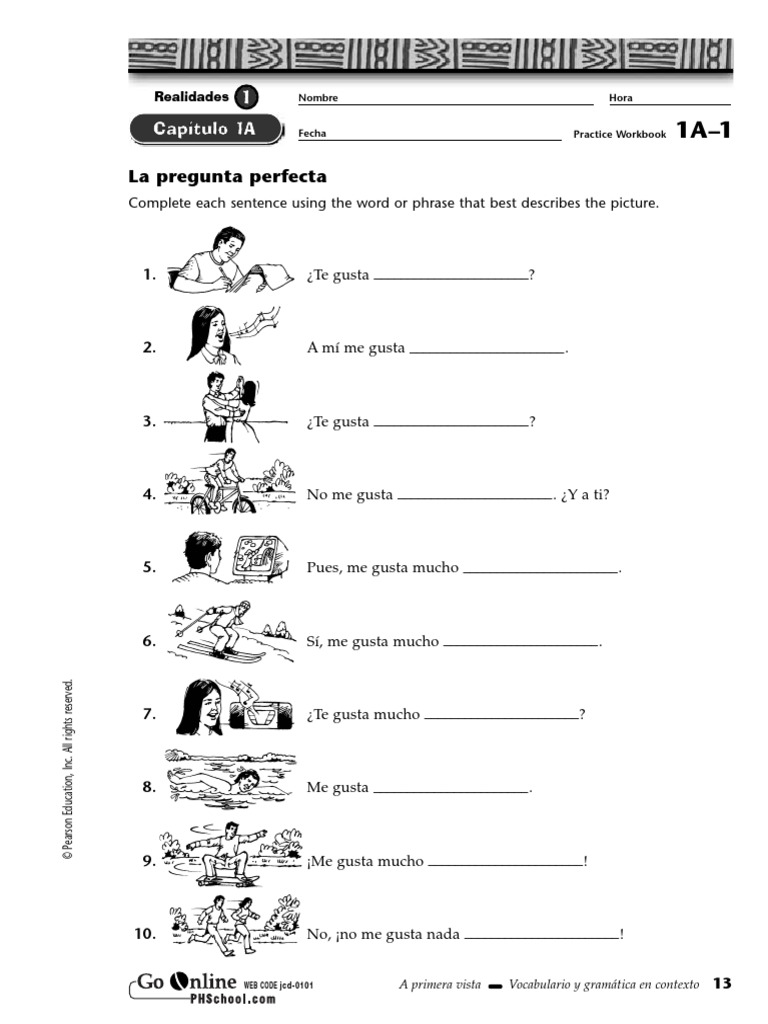 Spanish 1 Practice Workbook 1A | PDF