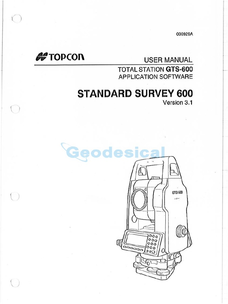 Topcon Manual Software Standar Suvey Gts 600 Gpt | PDF