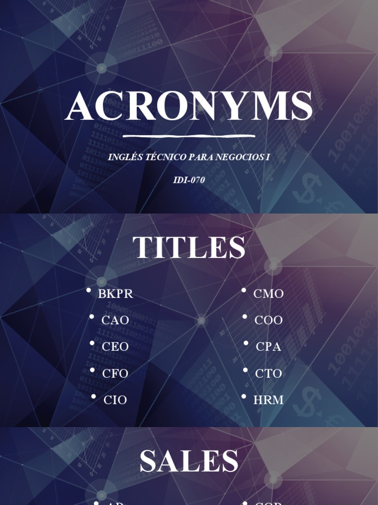 Acronyms Idi-070 - Homework | PDF