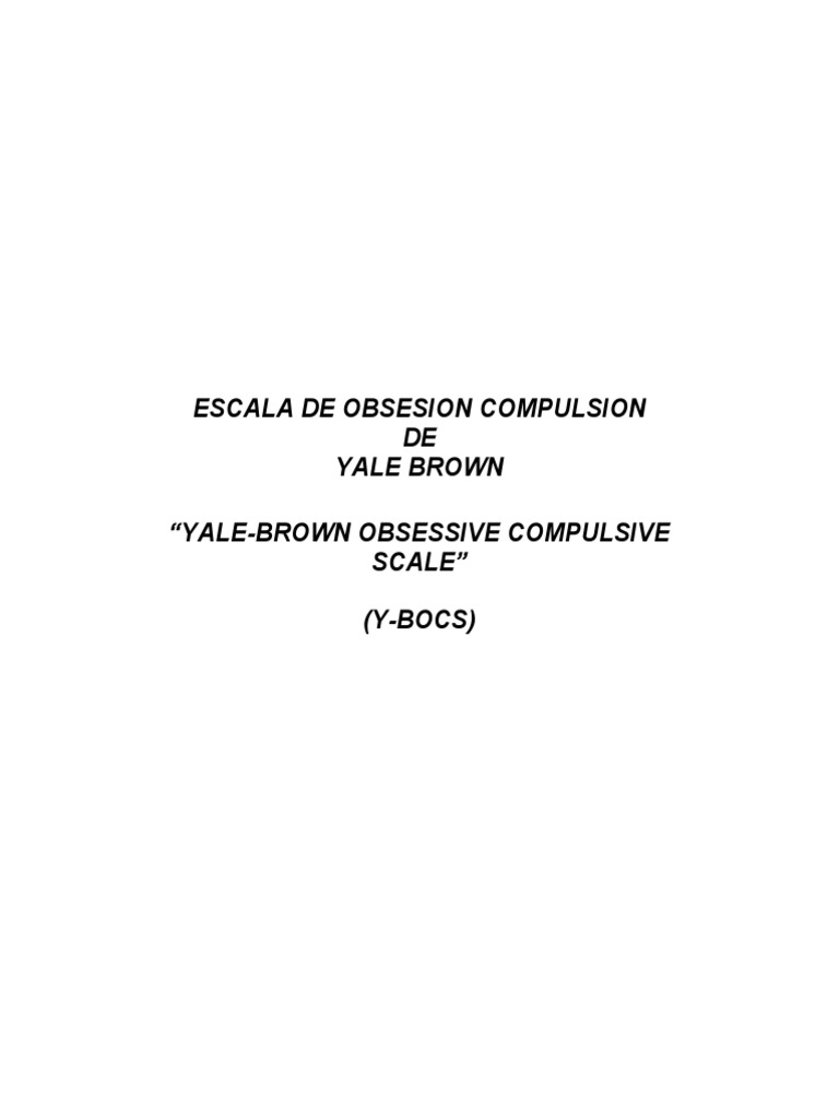 Escala de Obsesión-Compulsión de Yale 1 | PDF | Sicología | Salud mental
