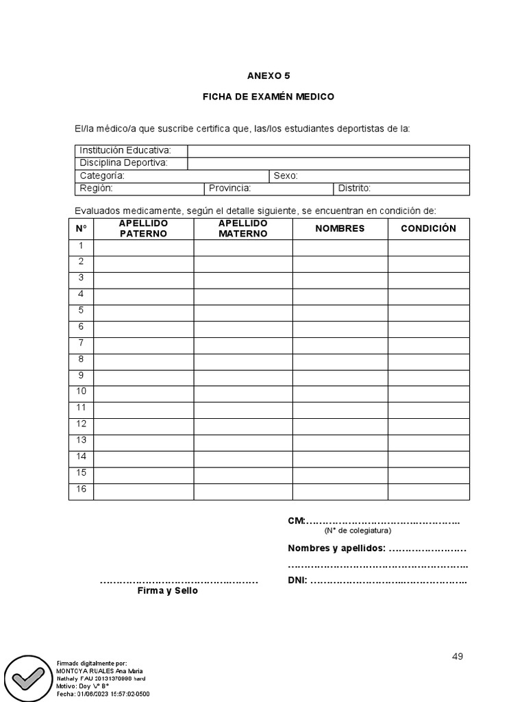 formato examen medico | PDF