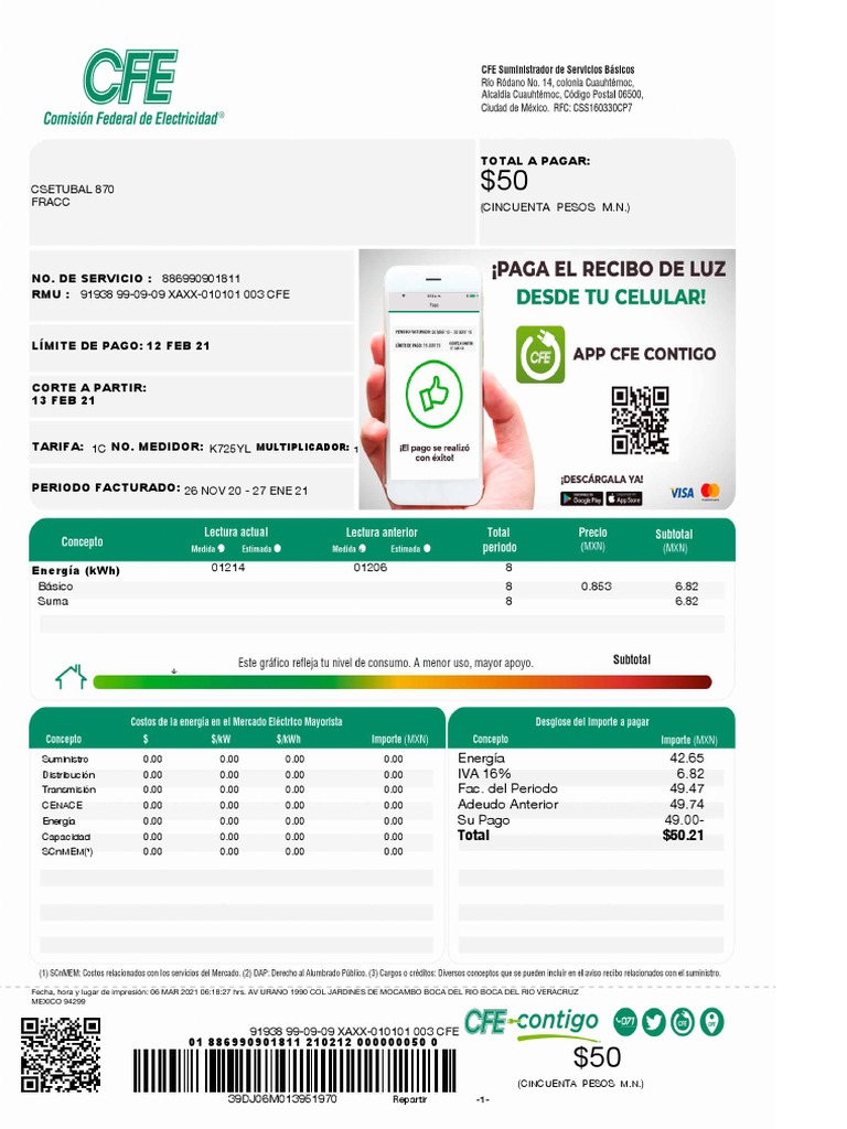 Recibo de La Luz 4 PDF Free | PDF | Energia electrica | Electricidad