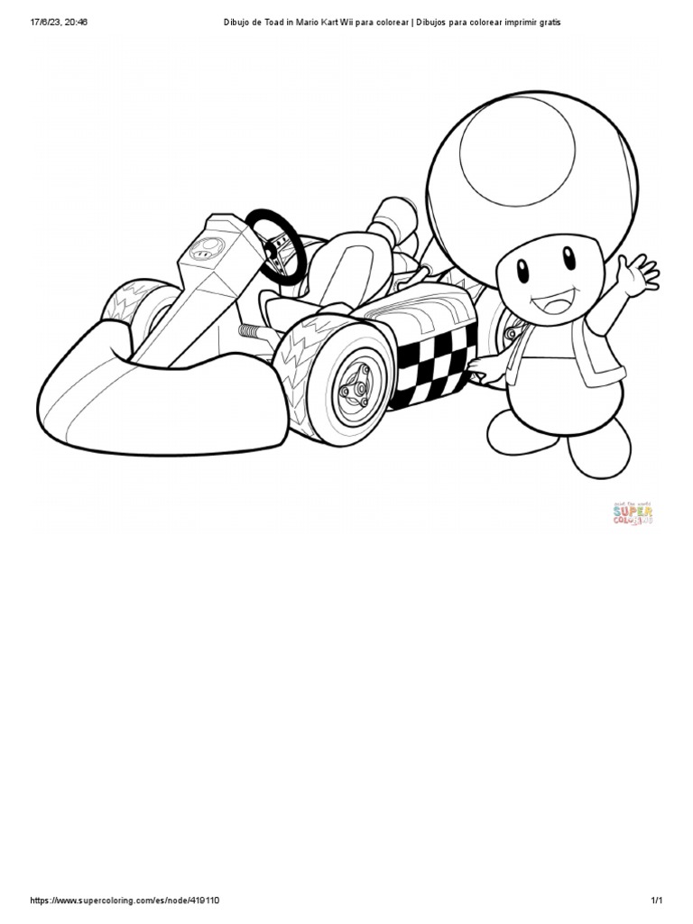 Dibujo de Toad in Mario Kart Wii para Colorear - Dibujos para Colorear ...