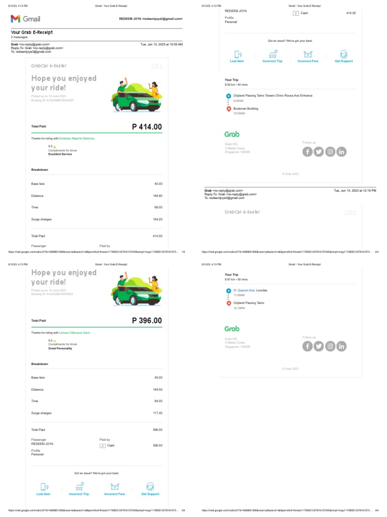 Gmail - Your Grab E-Receipt | PDF