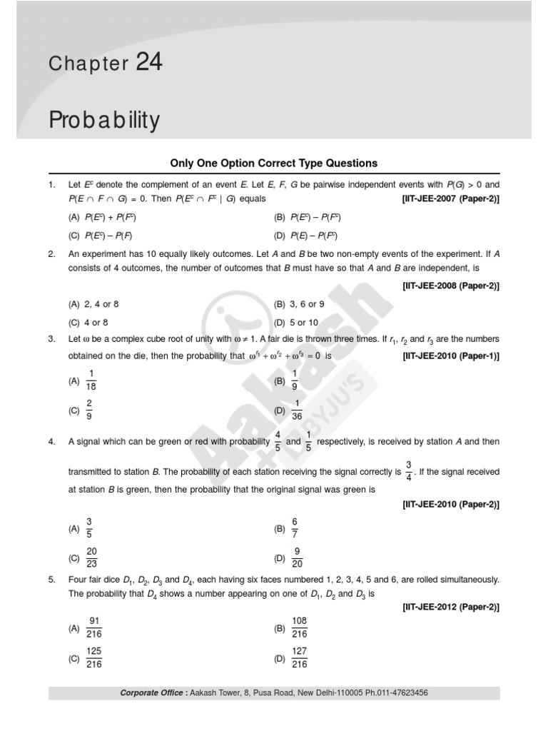 M Ch-24 Probability | PDF | Probability | Matrix (Mathematics)