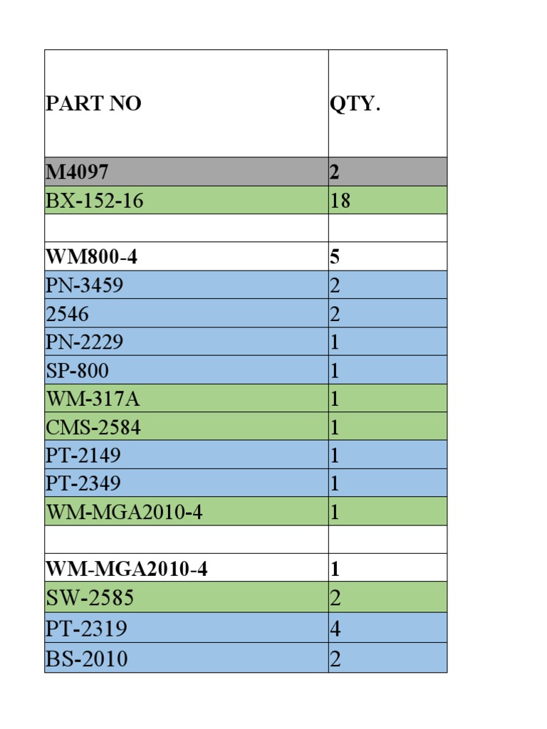 Spare Part List-M4097 | PDF