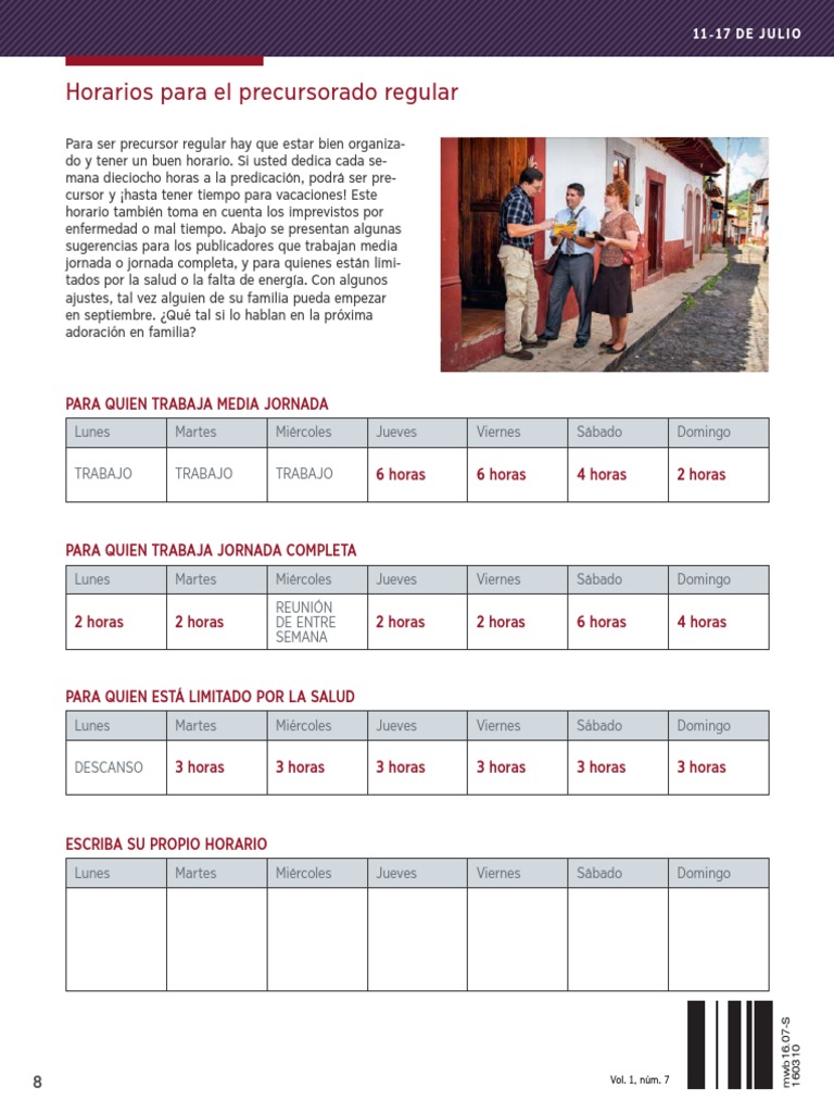 MWB - S - 201607 - Horario de Precursor | PDF