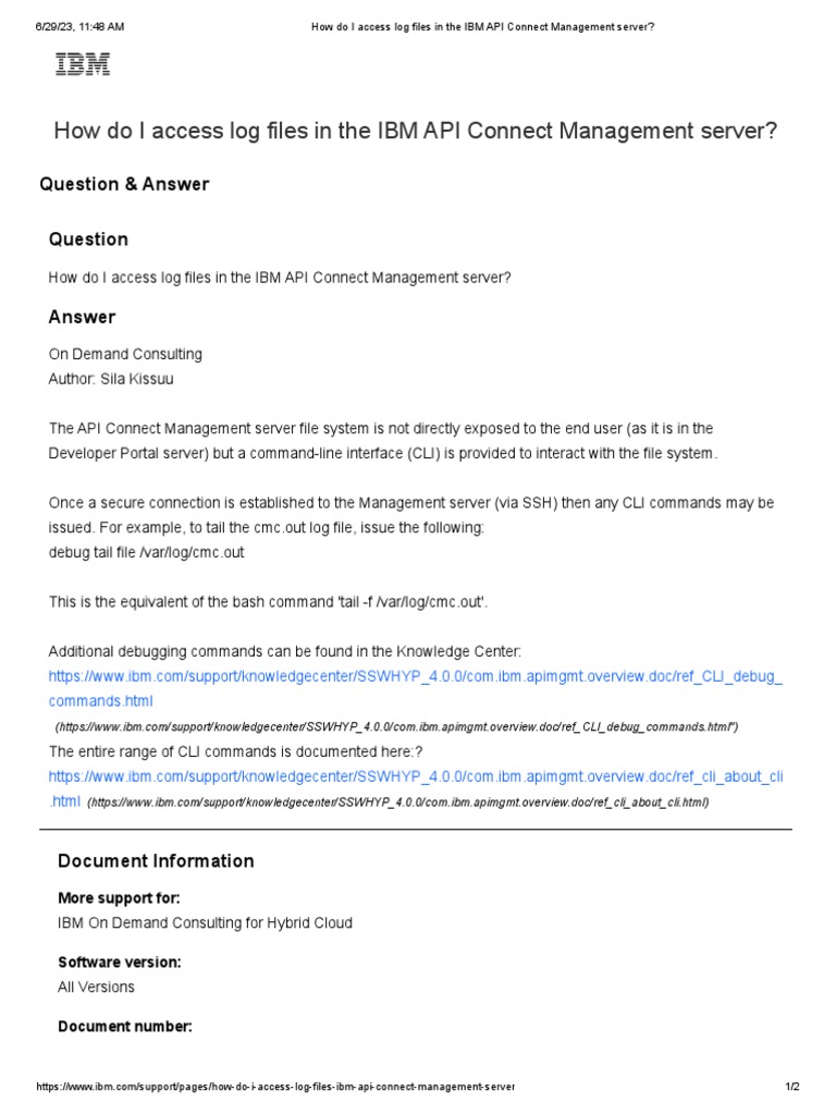 Accessing IBM API Connect Logs | PDF | Computers