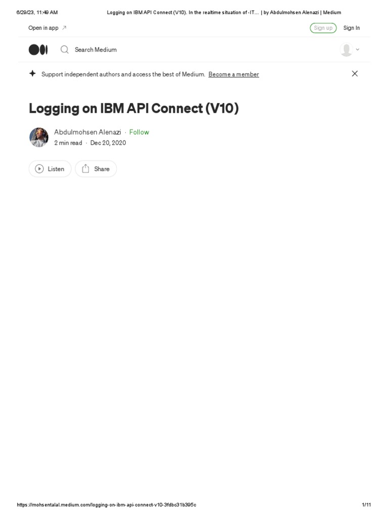 Logging on IBM API Connect (V10). In the realtime situation of -IT ...