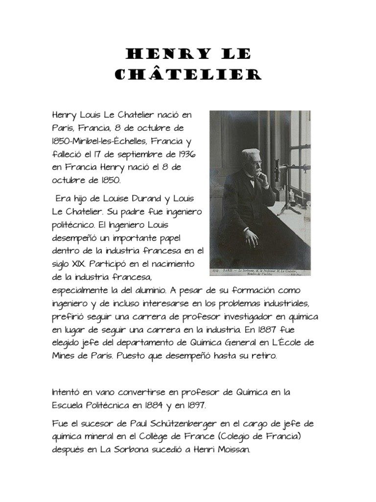 Henry Le Châtelier | PDF | Química | Ciencias fisicas